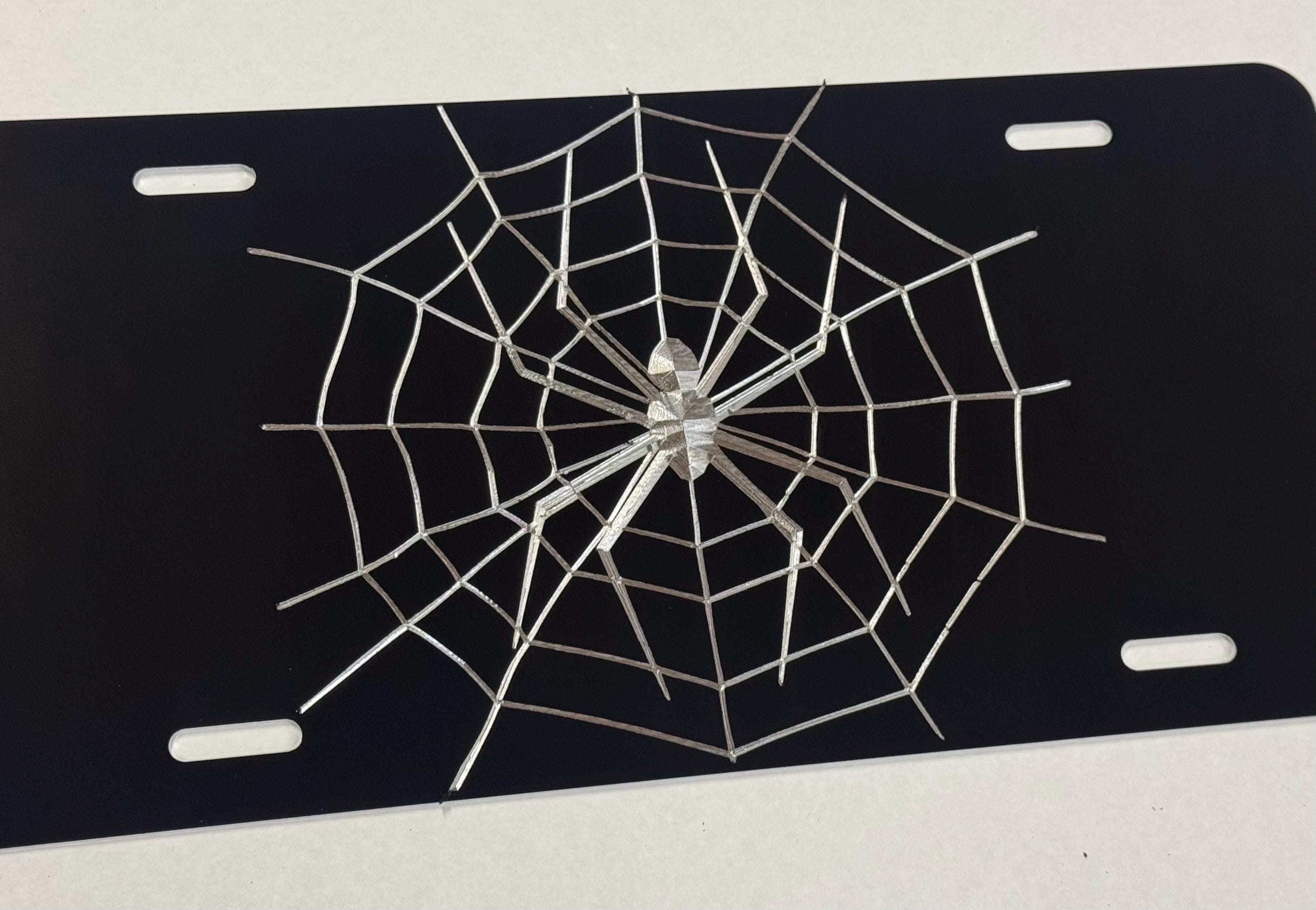Spiderweb Spider License Plate Vanity Front Car Tag Diamond Etched ...