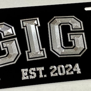 Engraved Custom GIGI Est. Date License Plate Car Tag Diamond Etched on ...