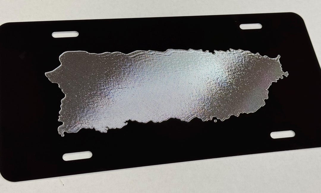 PR Puerto Rico License Plate Car Tag Diamond Etched Engraved on Black ...