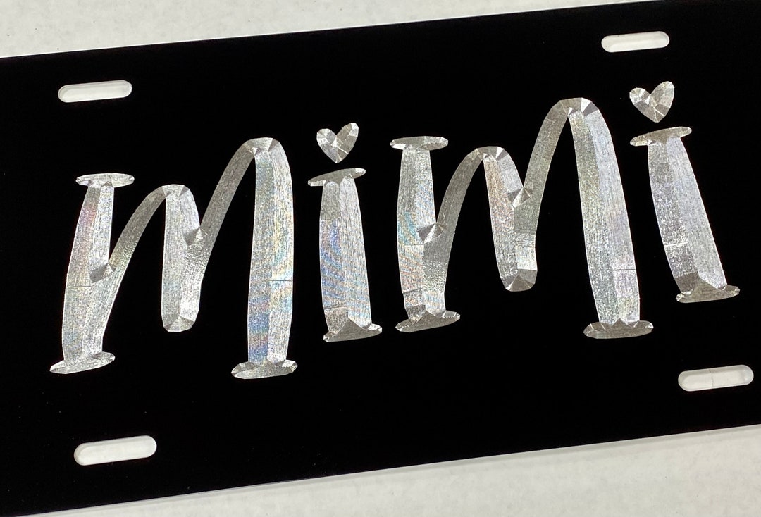 Engraved Mimi License Plate Front Vanity Car Tag Diamond Etched on ...