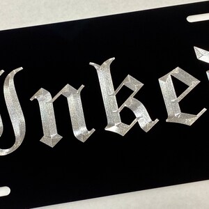 Inked Tattoo License Plate Vanity Front Car Tag Diamond Etched Engraved ...