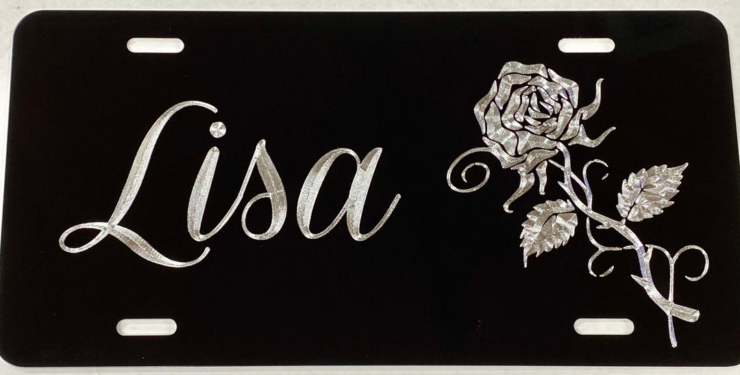 Rose License Plate Custom Engraved With Your Name or Text Personalized ...