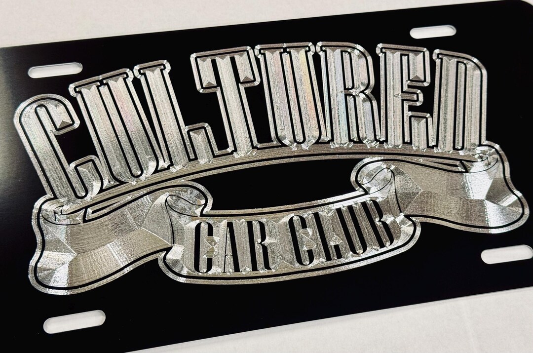 Custom Car Club Logo Car Tag License Plate Diamond Etched Engraved ...