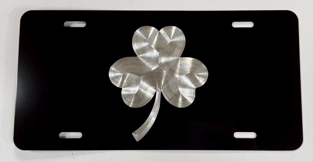 Lucky 3 Leaf Clover License Plate Car Tag Diamond Etched Engraved on ...