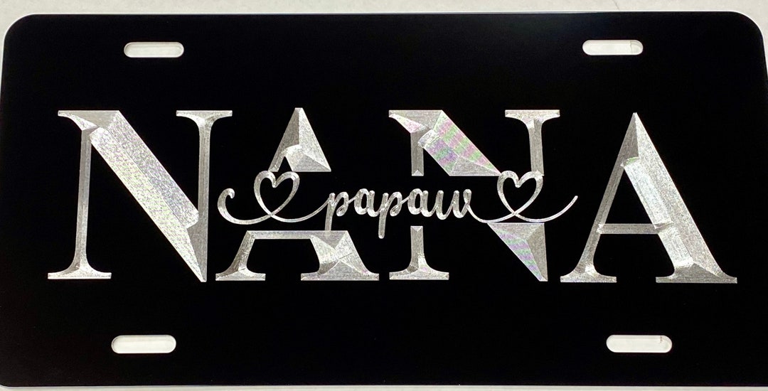 Nana With Personalized Names License Plate Car Tag Diamond Etched ...