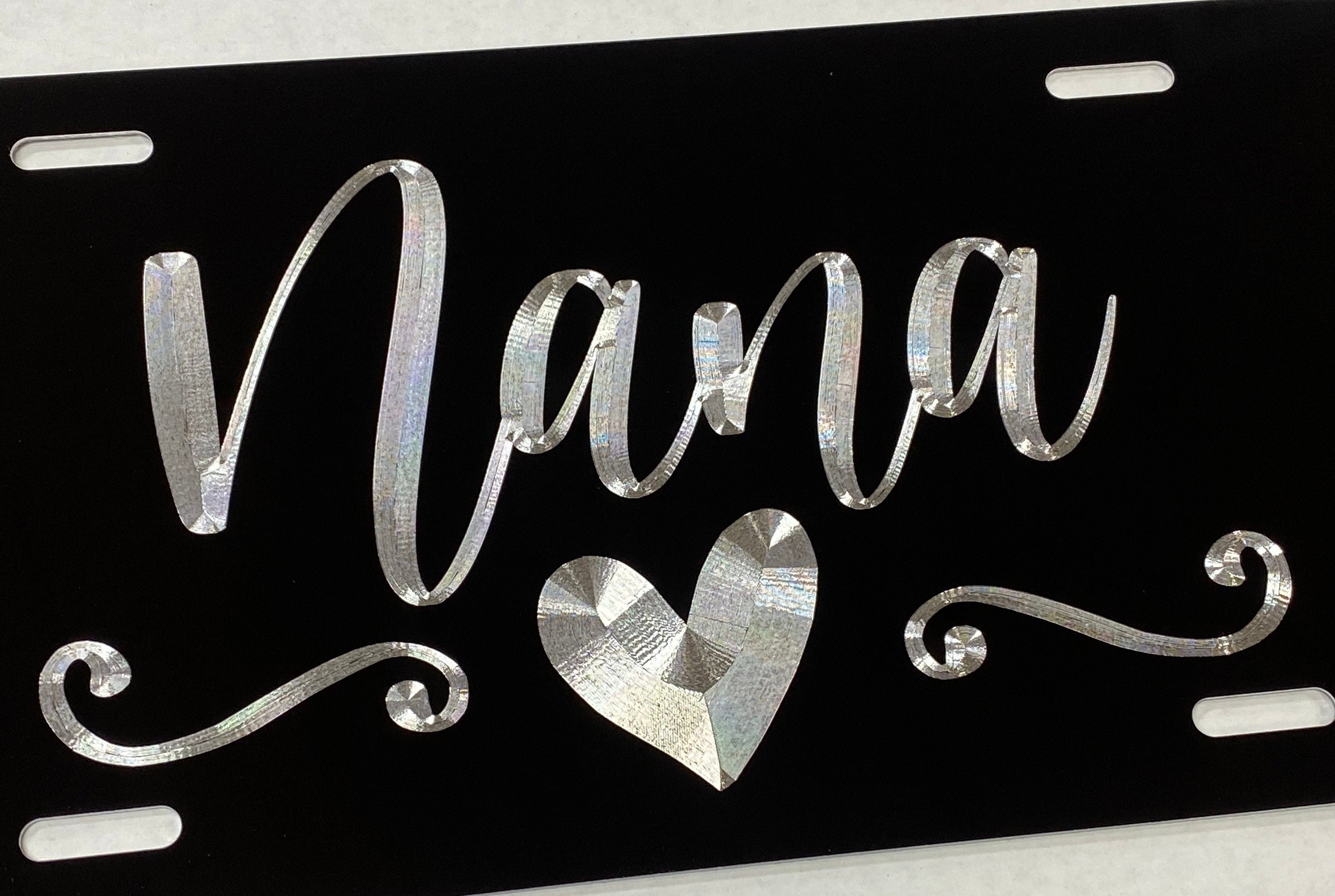 Engraved NANA License Plate Car Tag Diamond Etched on Black Aluminum ...