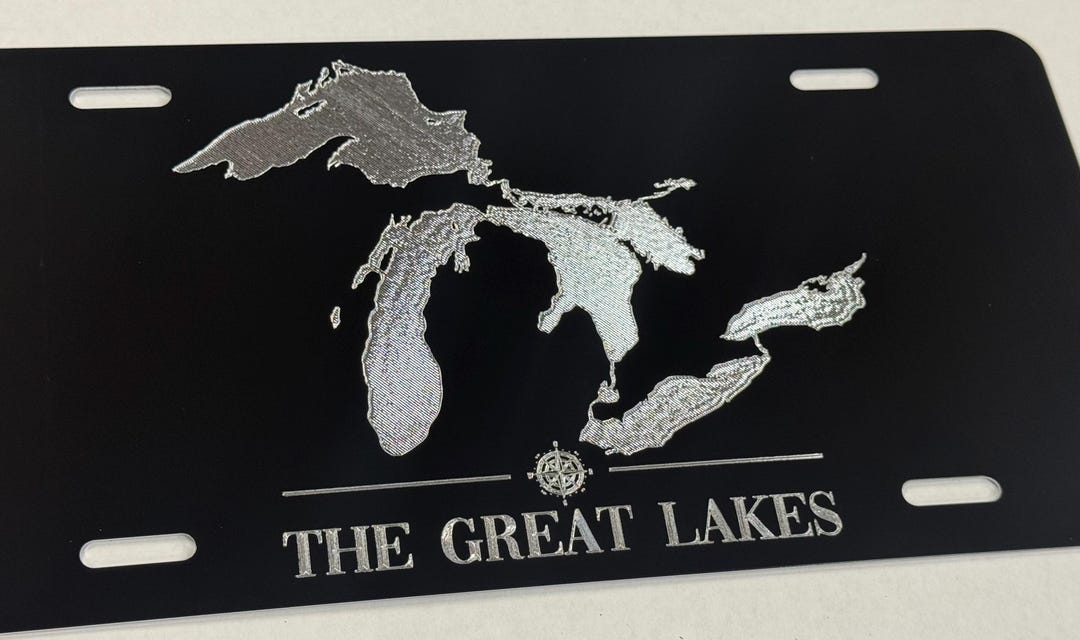 Great Lakes License Plate Car Tag Diamond Etched Engraved on Black ...