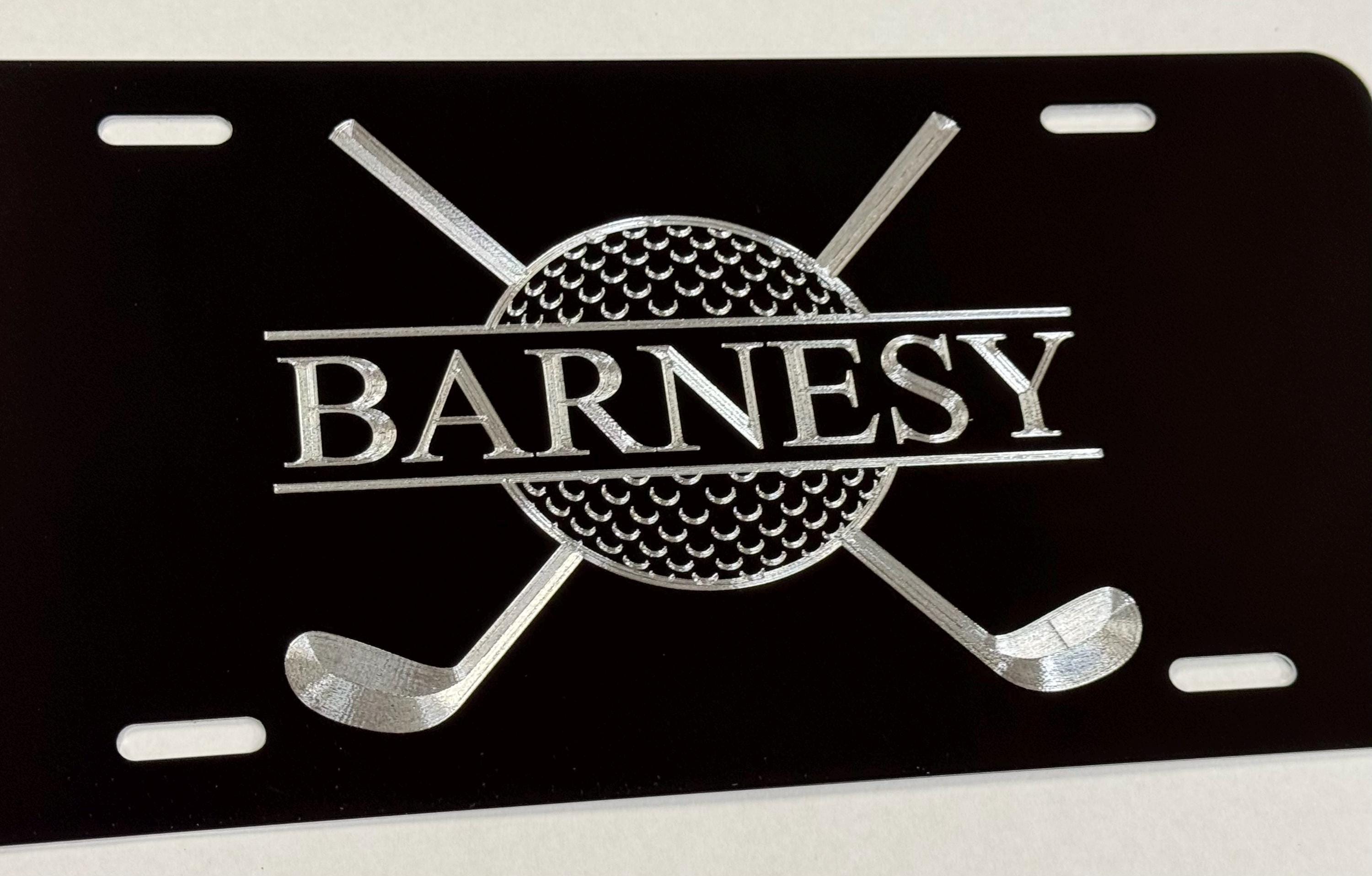 Custom Golf Cart License Plate Car Tag Diamond Etched Silver on Black ...