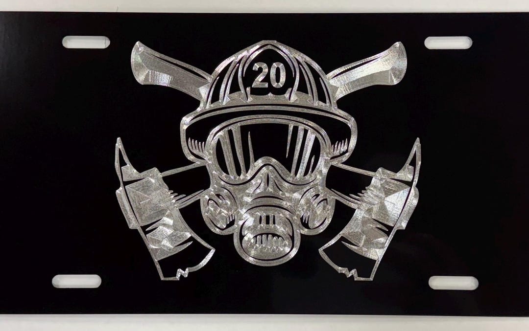 Custom Firefighter License Plate Car Tag Silver Diamond Etched Engraved ...