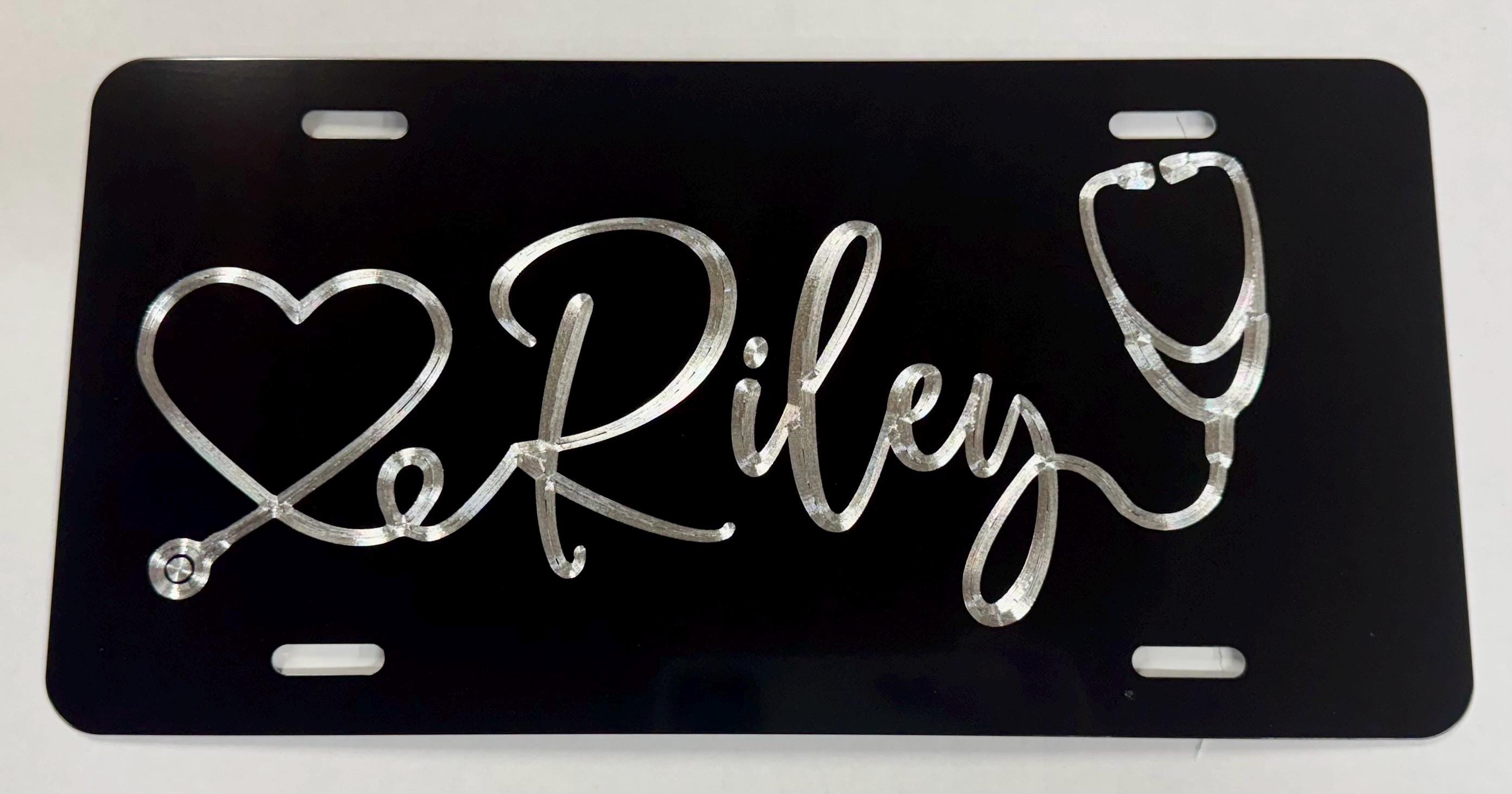 Custom Nurse License Plate RN LPN Car Tag Silver Diamond Etched ...