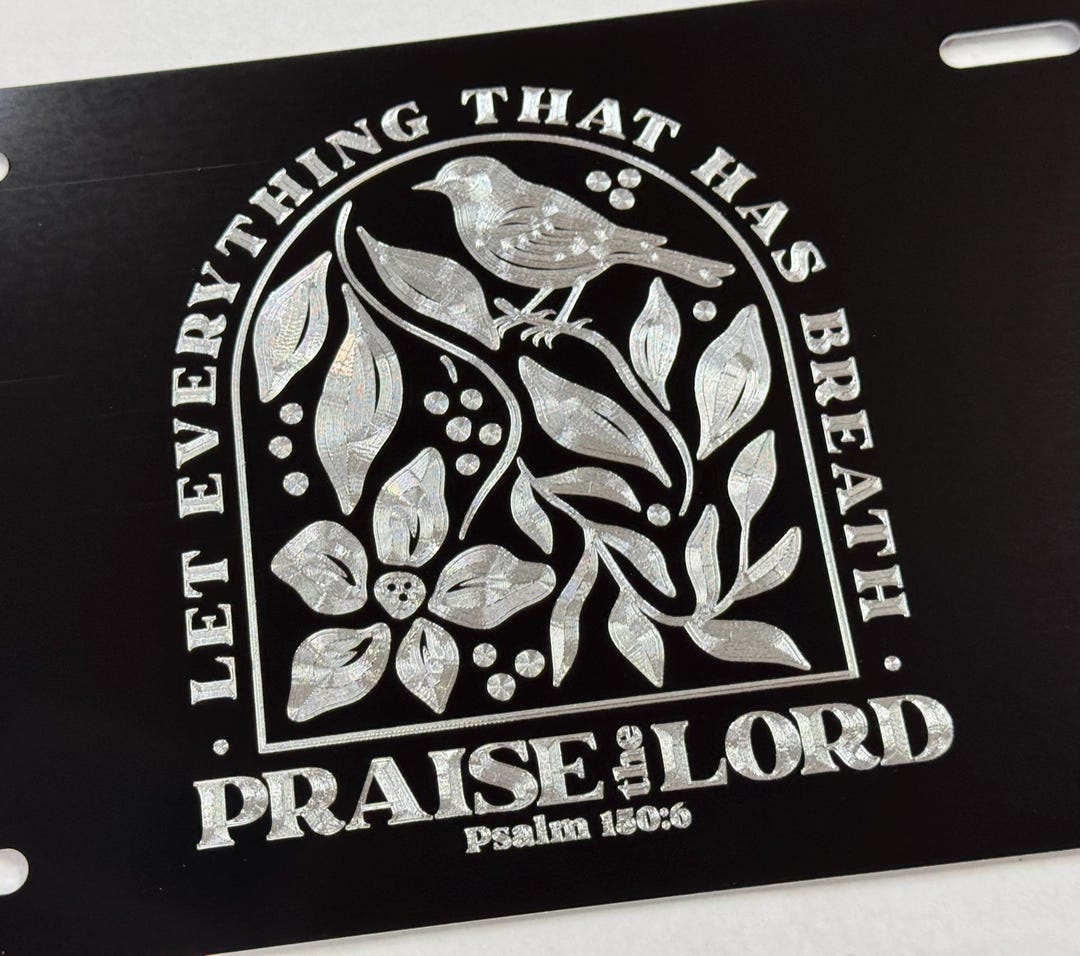 Bird Psalm Christian Car Tag License Plate Silver Diamond Etched ...