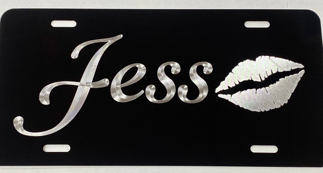 Name Kissy Lips License Plate Car Tag Diamond Etched Engraved on ...