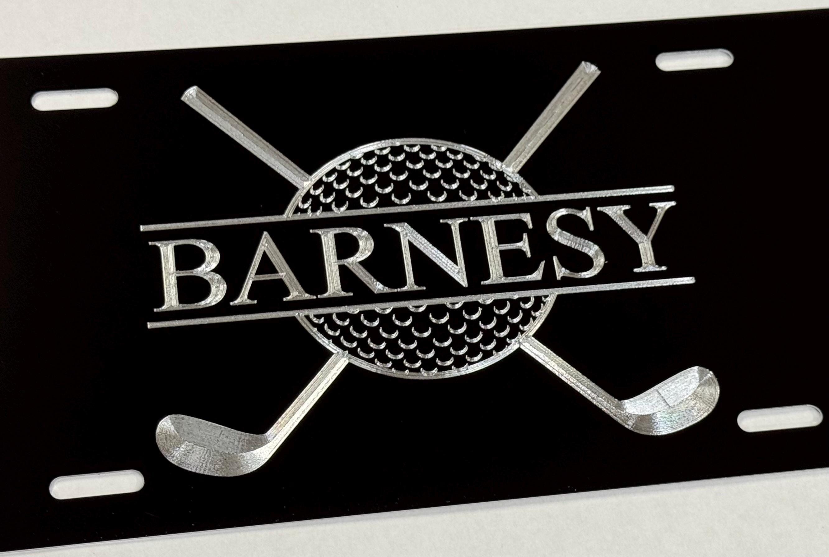 Custom Golf Cart License Plate Car Tag Diamond Etched Silver on Black ...