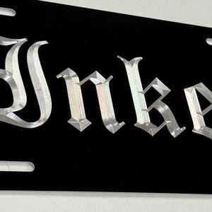 Inked Tattoo License Plate Vanity Front Car Tag Diamond Etched Engraved ...
