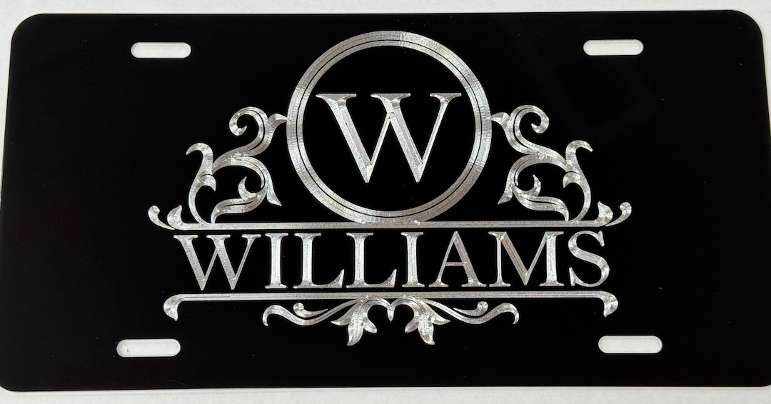 Custom Name Monogram License Plate Vanity Front Car Tag Diamond Etched ...