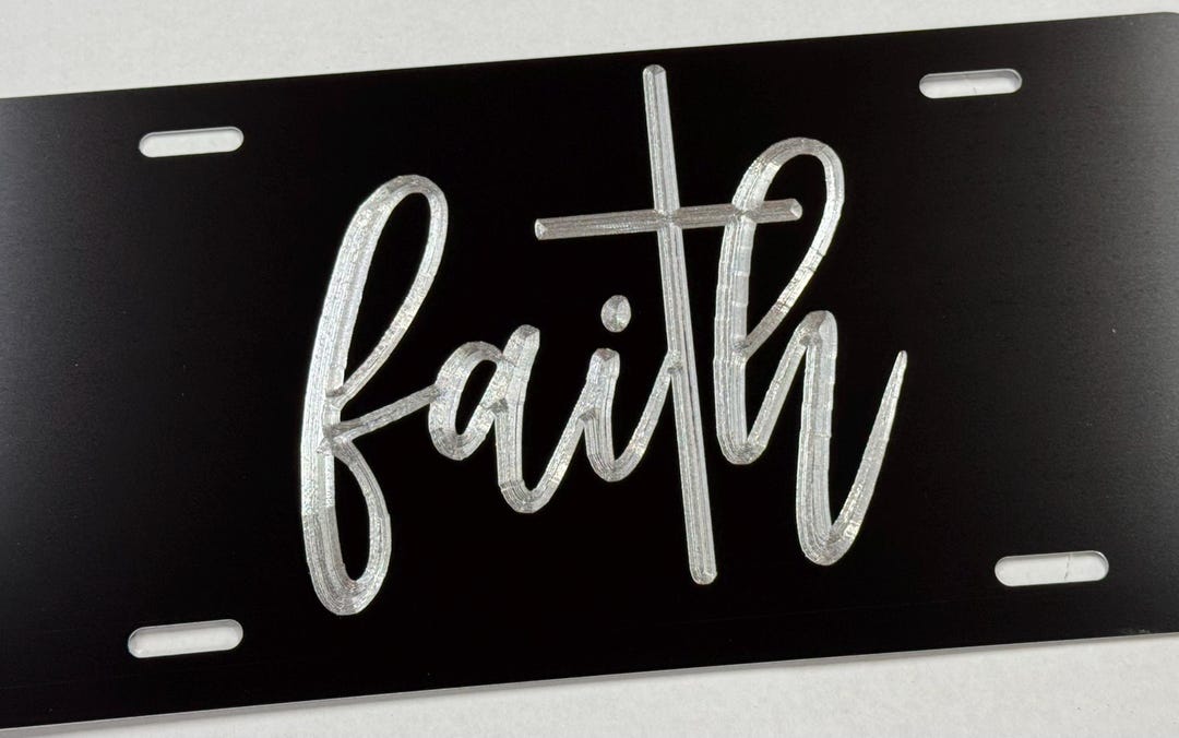 Faith Cross Christian Car Tag License Plate Silver Diamond Etched ...