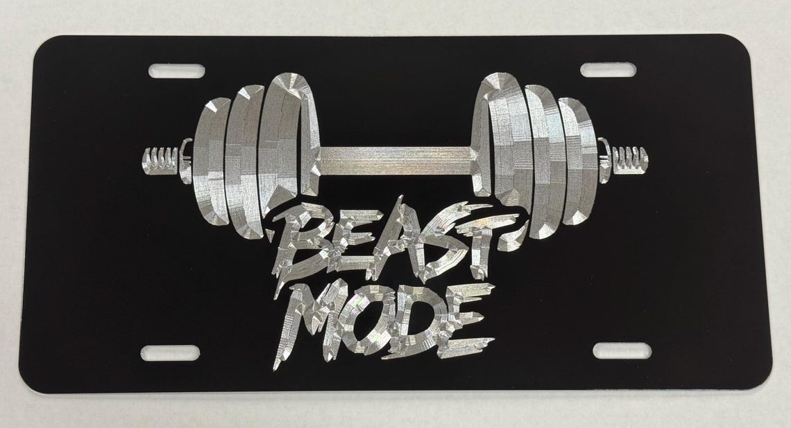 Engraved Beast Mode Weightlifting Gift License Plate Car Tag Diamond ...
