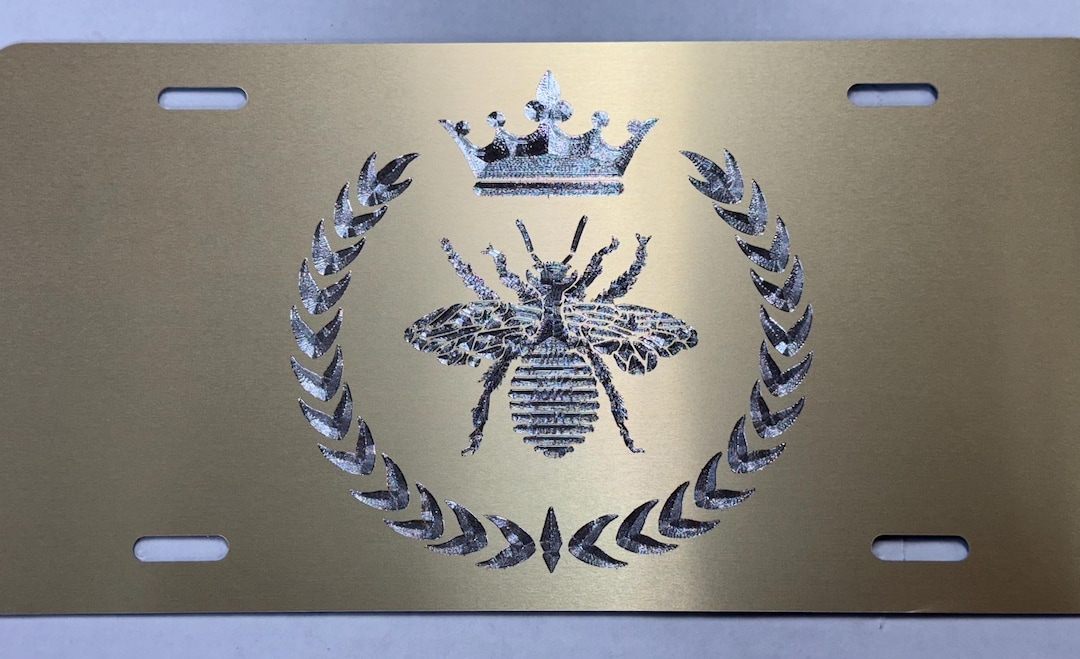 Queen Bee License Plate Car Tag Diamond Etched Engraved on Gold ...