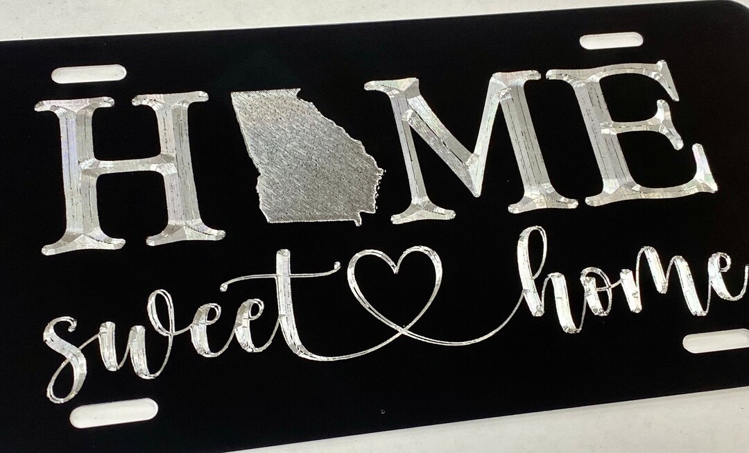 Any State Home Sweet Home Engraved License Plate Car Tag Diamond Etched ...