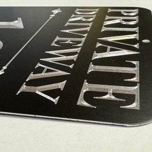 Custom Driveway Sign Diamond Etched Engraved on Black Aluminum Metal ...