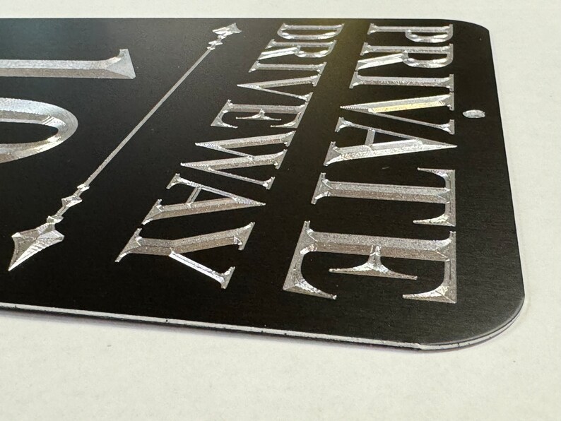 Custom Driveway Sign Diamond Etched Engraved on Black Aluminum Metal ...