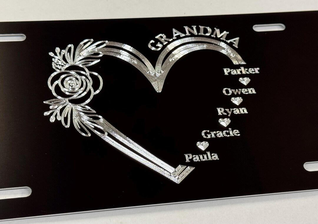 Custom Gigi Grandma Personalized Names License Plate Car Tag Diamond ...