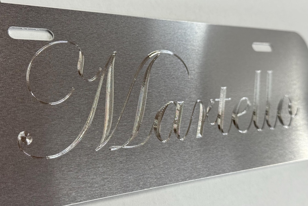 Half Size 12x4 Custom License Plate Car Tag on Silver Diamond Etched ...