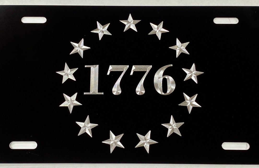 1776 Betsy Ross US Flag License Plate Patriotic Car Tag Diamond Etched ...