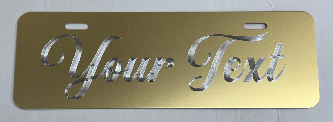 Half Size 12x4 Custom Gold License Plate Car Tag Diamond Etched ...