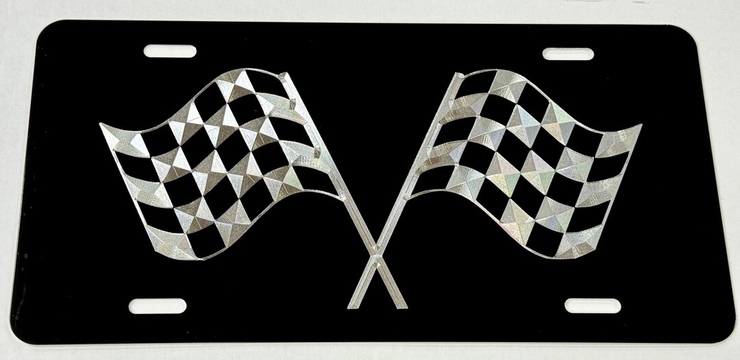 Race Car Flags License Plate Vanity Front Car Tag Engraved / Diamond ...