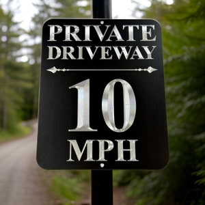 Custom Driveway Sign Diamond Etched Engraved on Black Aluminum Metal ...