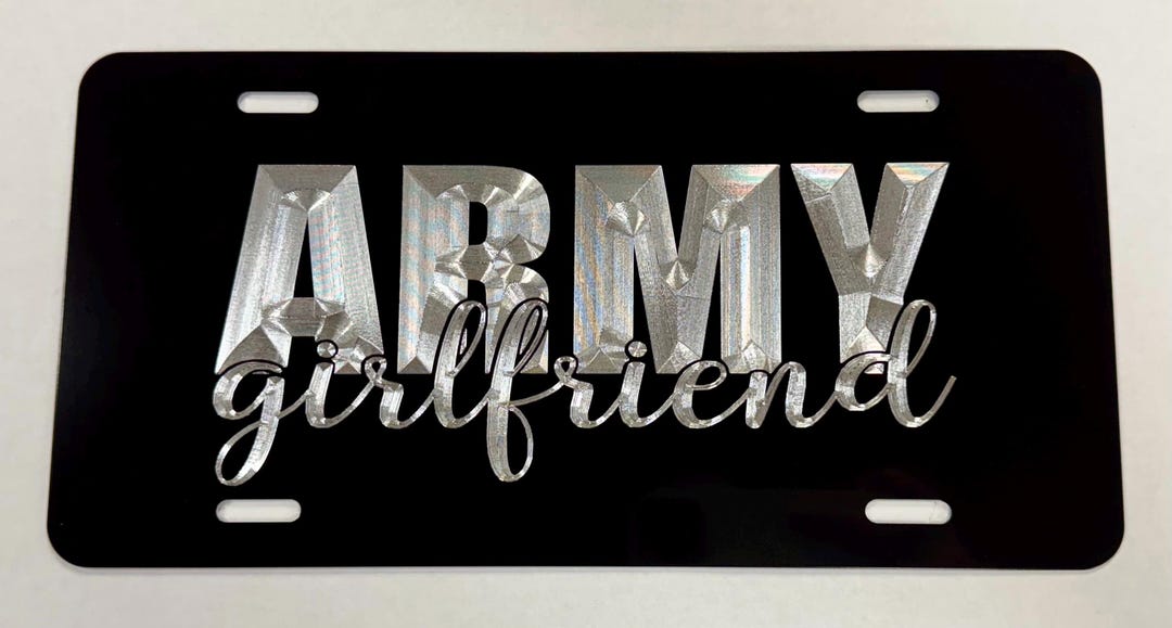 Army Girlfriend License Plate Patriotic Car Tag Diamond Etched on ...