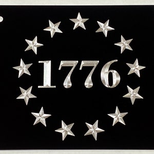 1776 Betsy Ross US Flag License Plate Patriotic Car Tag Diamond Etched ...