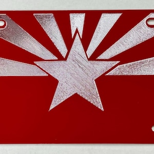 Arizona AZ State Flag License Plate Car Tag Diamond Etched Engraved on ...