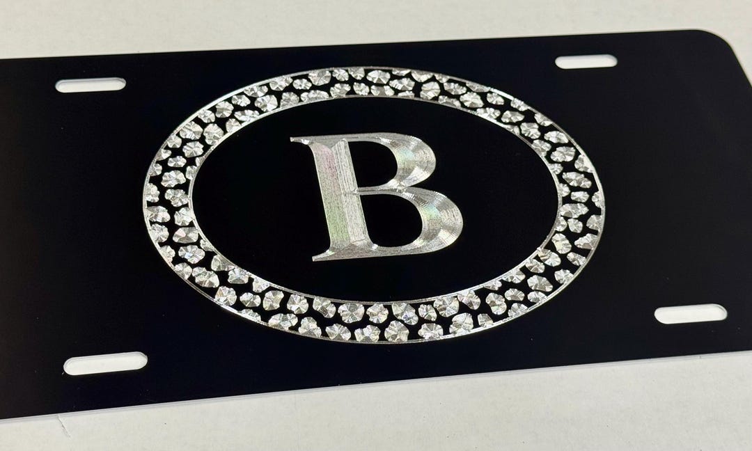 Custom Leopard Monogram License Plate Car Tag Diamond Etched Engraved ...