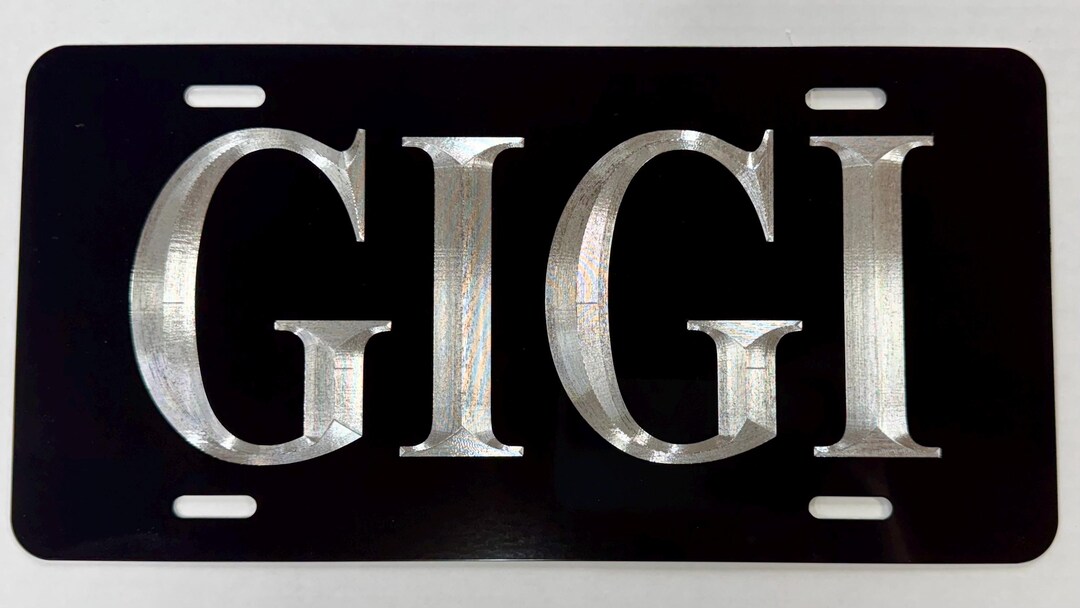 Large GIGI License Plate Car Tag Diamond Etched Engraved on Black ...