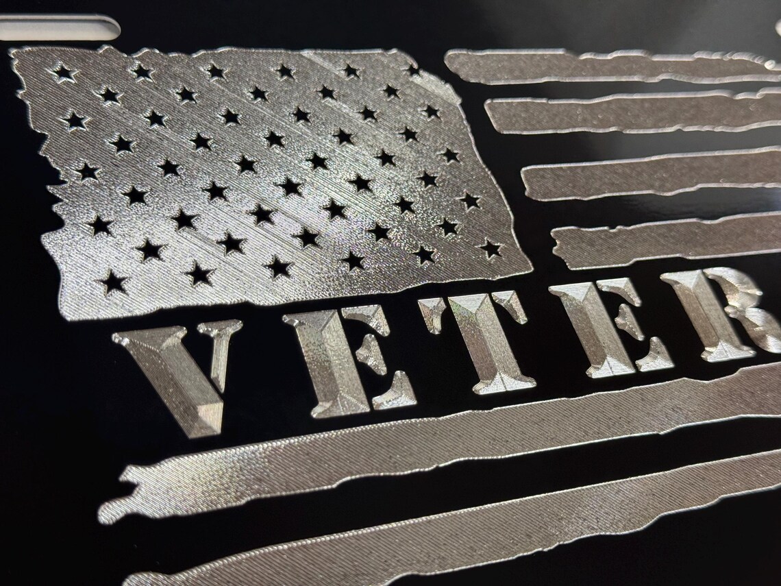 US Flag Veteran License Plate Car Tag Diamond Etched Engraved Aluminum ...