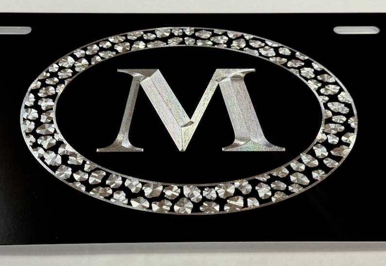 Custom Leopard Monogram License Plate Car Tag Diamond Etched Engraved ...