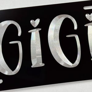 GIGI License Plate Car Tag Diamond Etched Engraved on Black Aluminum ...