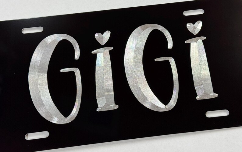 GIGI License Plate Car Tag Diamond Etched Engraved on Black Aluminum ...
