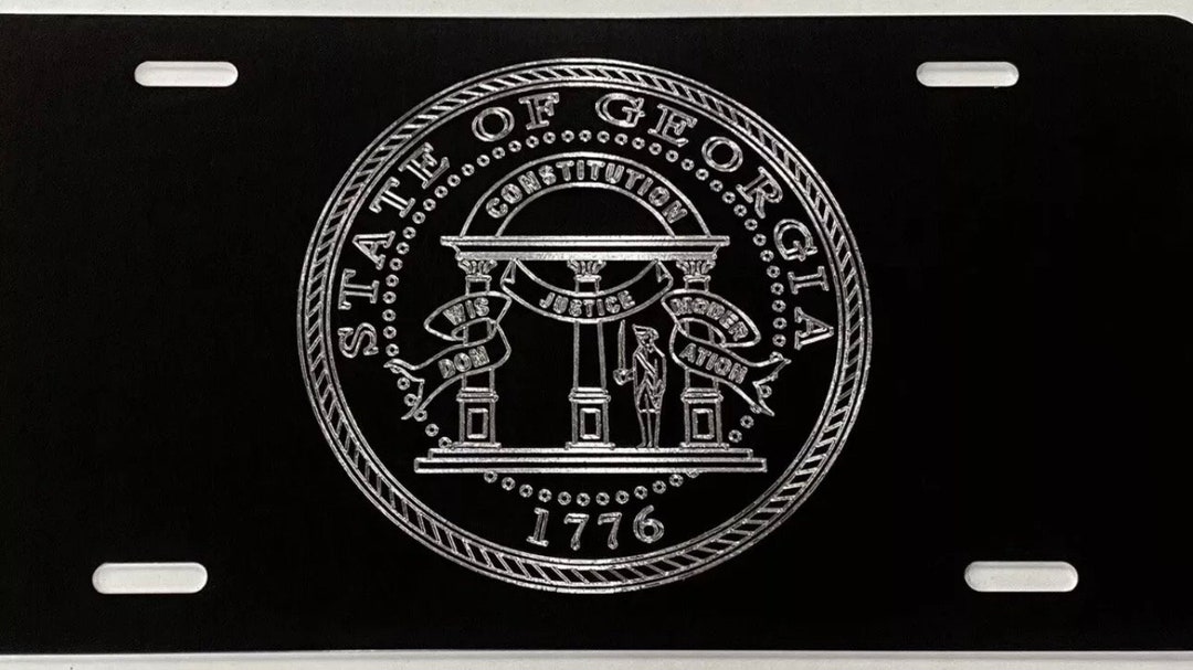 Georgia GA State Seal License Plate Car Tag Diamond Etched Engraved ...
