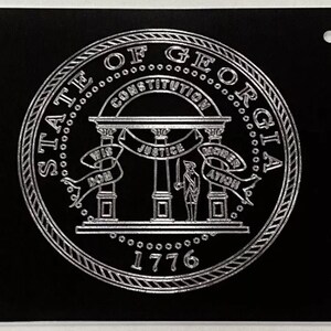 Georgia GA State Seal License Plate Car Tag Diamond Etched Engraved ...