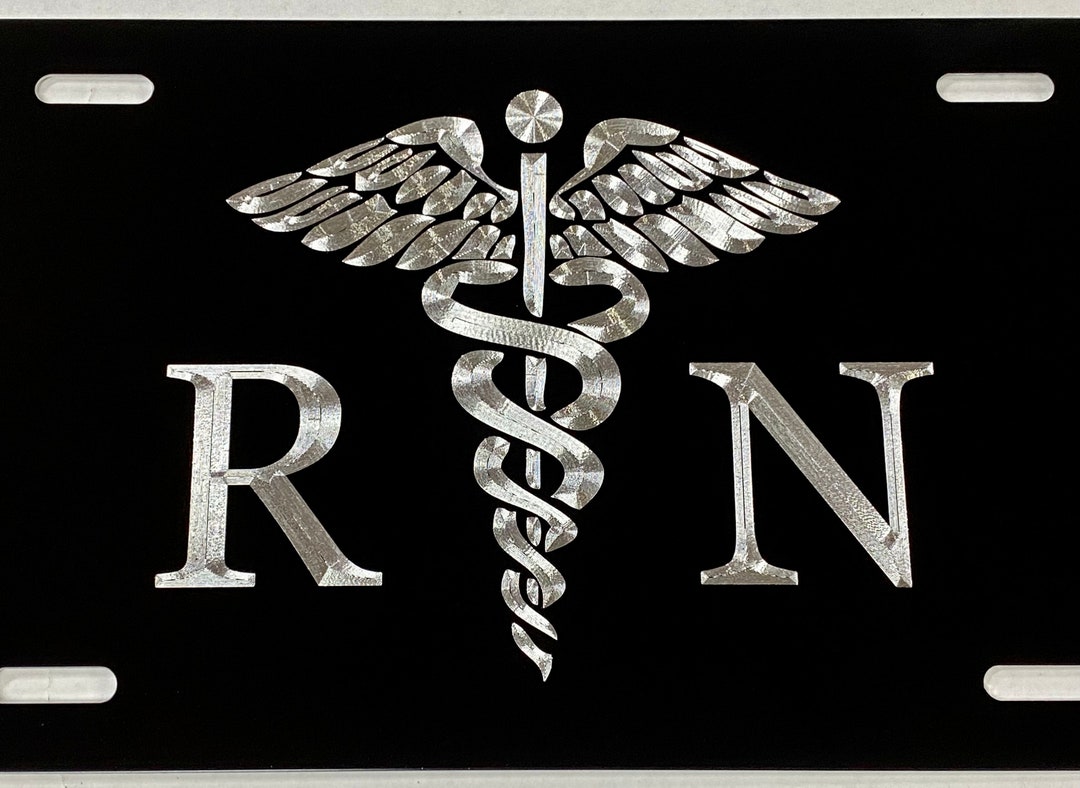 RN Registered Nurse License Plate Engraved Car Tag Silver Diamond ...