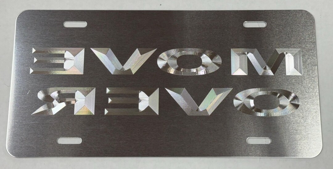 Silver MOVE OVER License Plate Vanity Front Car Tag Engraved / Diamond ...