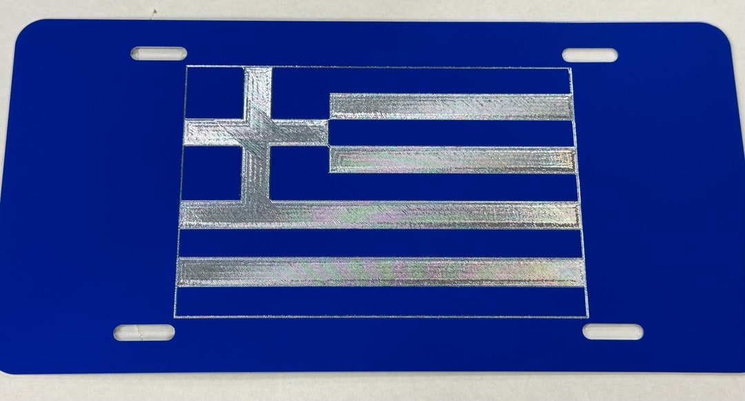 Greek Greece License Plate Car Tag Diamond Etched / Engraved on Black ...