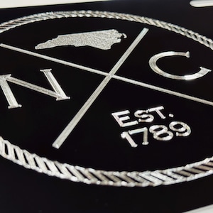 NC North Carolina State License Plate Car Tag Diamond Etched on Black ...