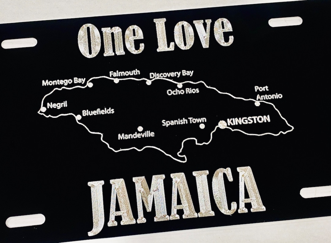 One Love Jamaica License Plate Car Tag Diamond Etched Engraved on Black ...