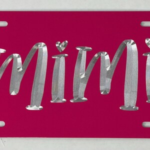 Engraved Mimi License Plate Front Vanity Car Tag Diamond Etched on ...