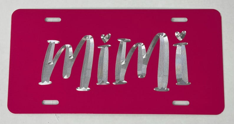 Engraved Mimi License Plate Front Vanity Car Tag Diamond Etched on ...