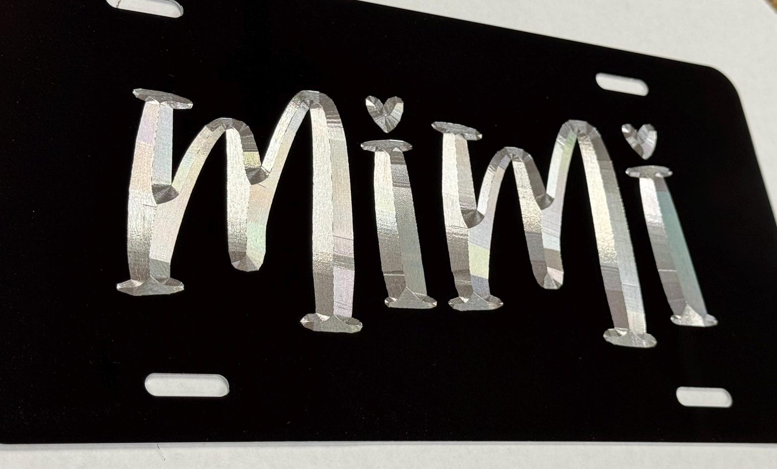 Engraved Mimi License Plate Front Vanity Car Tag Diamond Etched on ...